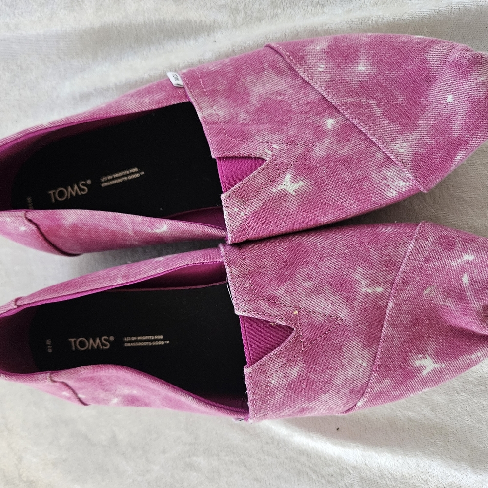 New Toms Purple And White Alpagata Slip On Shoes Size… - Gem